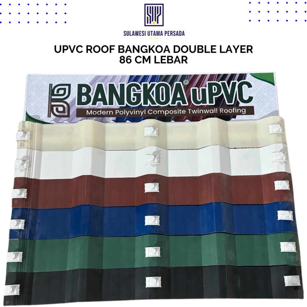 Jual ATAP UPVC DOUBLE LAYER LEBAR 86 CM BANYAK PILIHAN WARNA BANGKOA | Shopee Indonesia