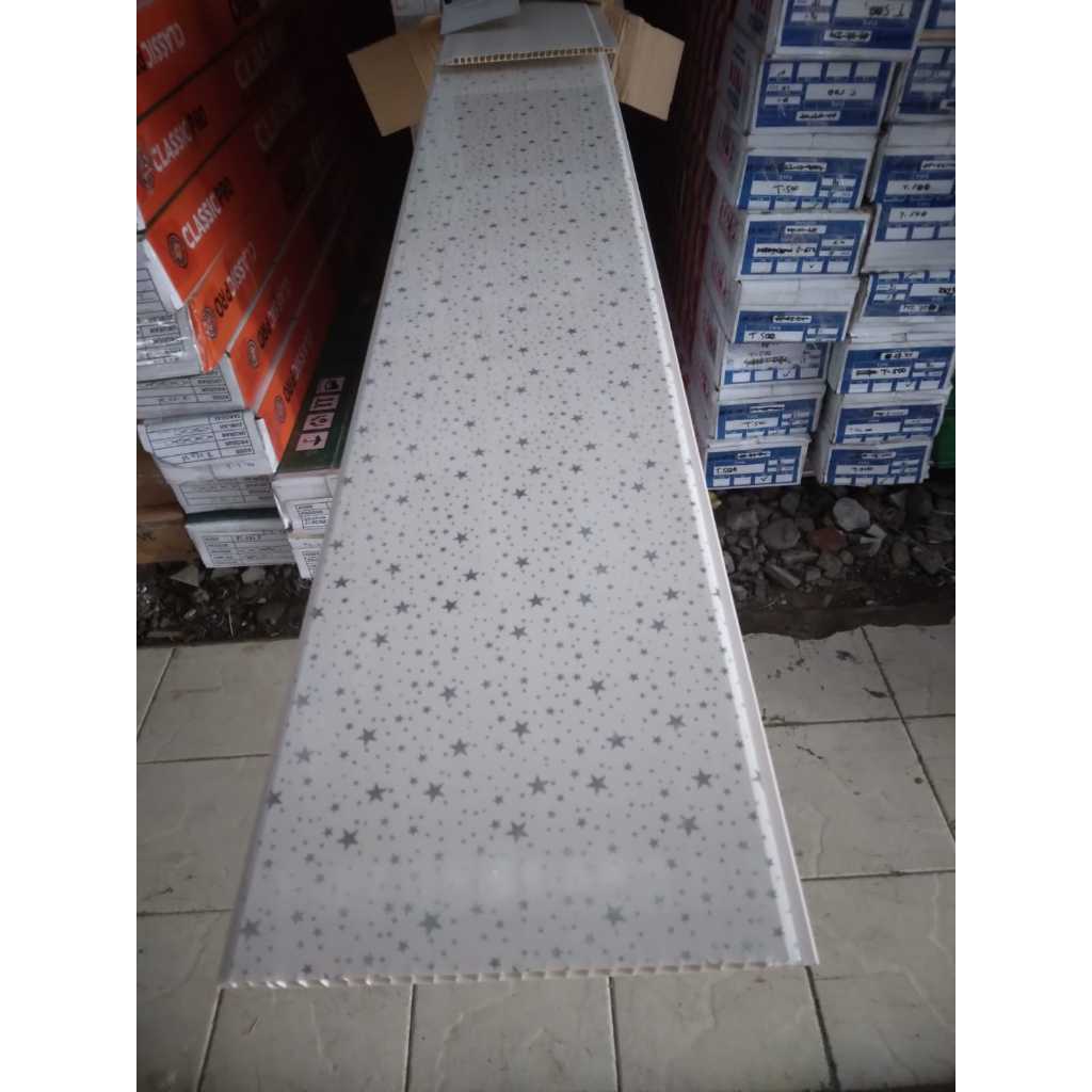 Jual Plafon pvc putih glossy motif bintang Hoda T-519 | Shopee Indonesia