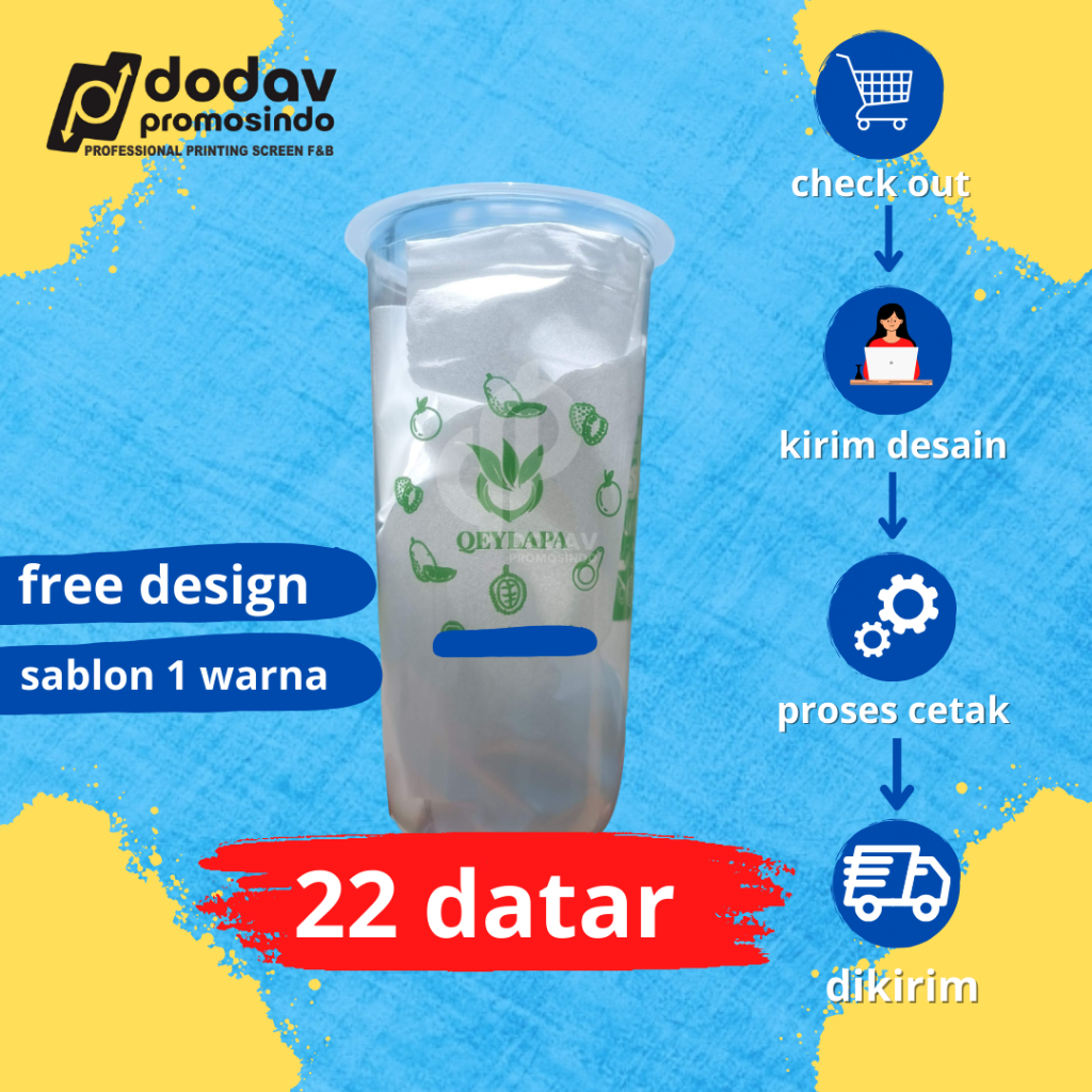 Jual Sablon Cup 22 Datar Desain Custom | Cup Thai Tea Besar | Cup Big ...