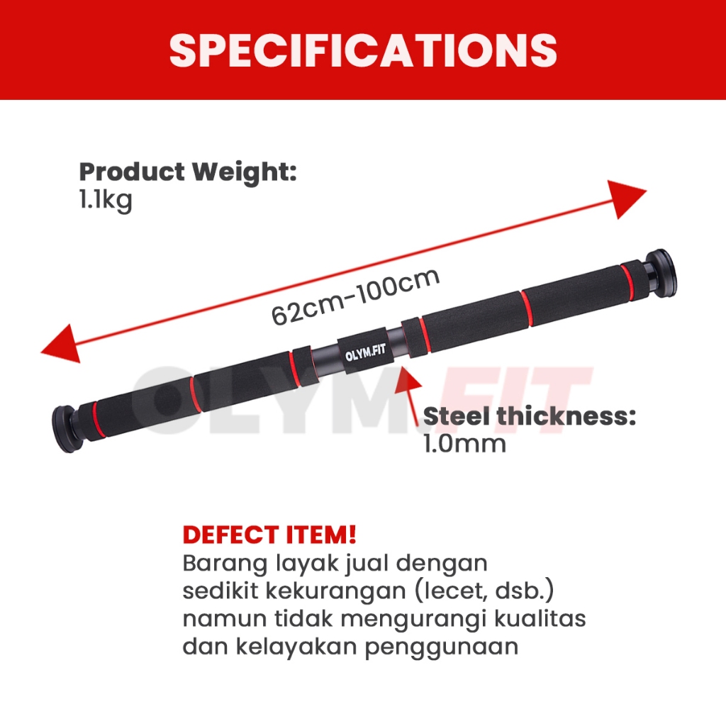 Jual Pull Up Bar 60-130 CM Pintu Dinding Chin Up Bar Push Up Bar Tanpa ...