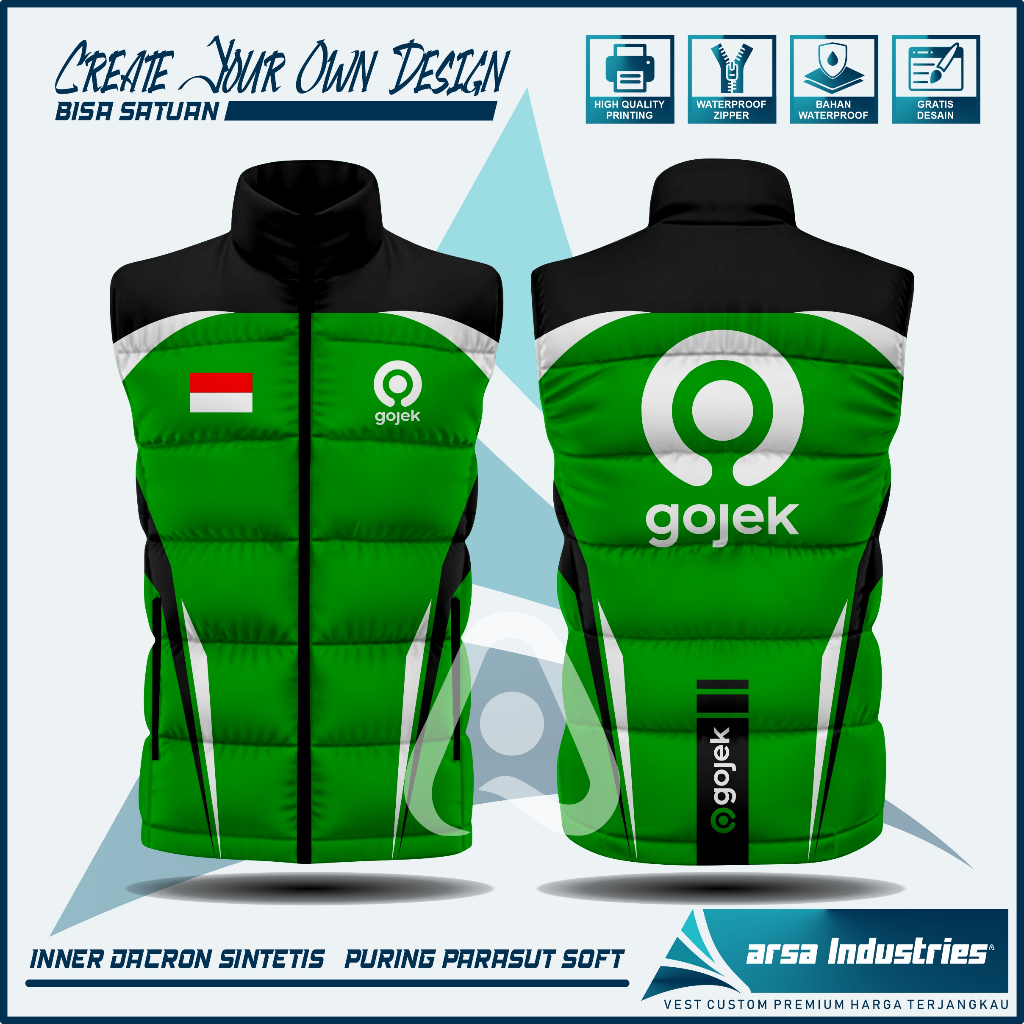 Jual Rompi Gojek Grab Fullprint Custom | Shopee Indonesia