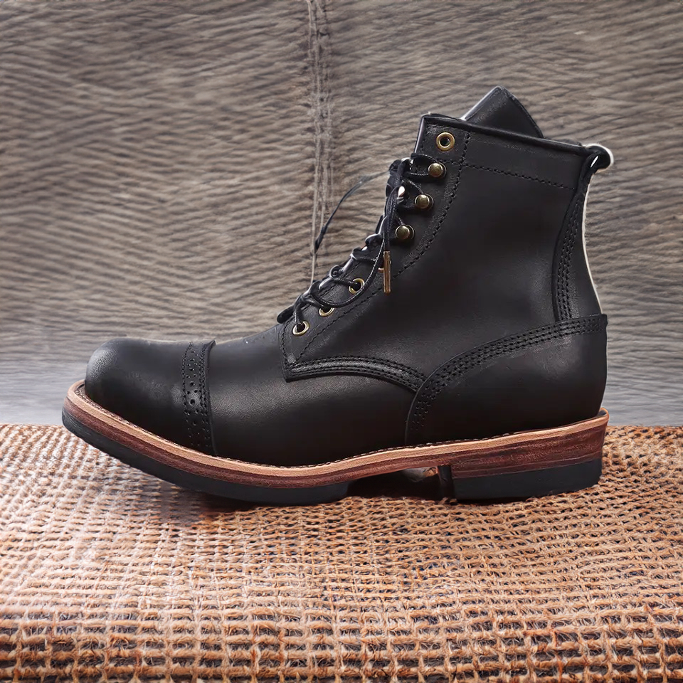 Jual GG Sepatu Leather Boot Hitam goodyear Welt tahan lama | Shopee ...