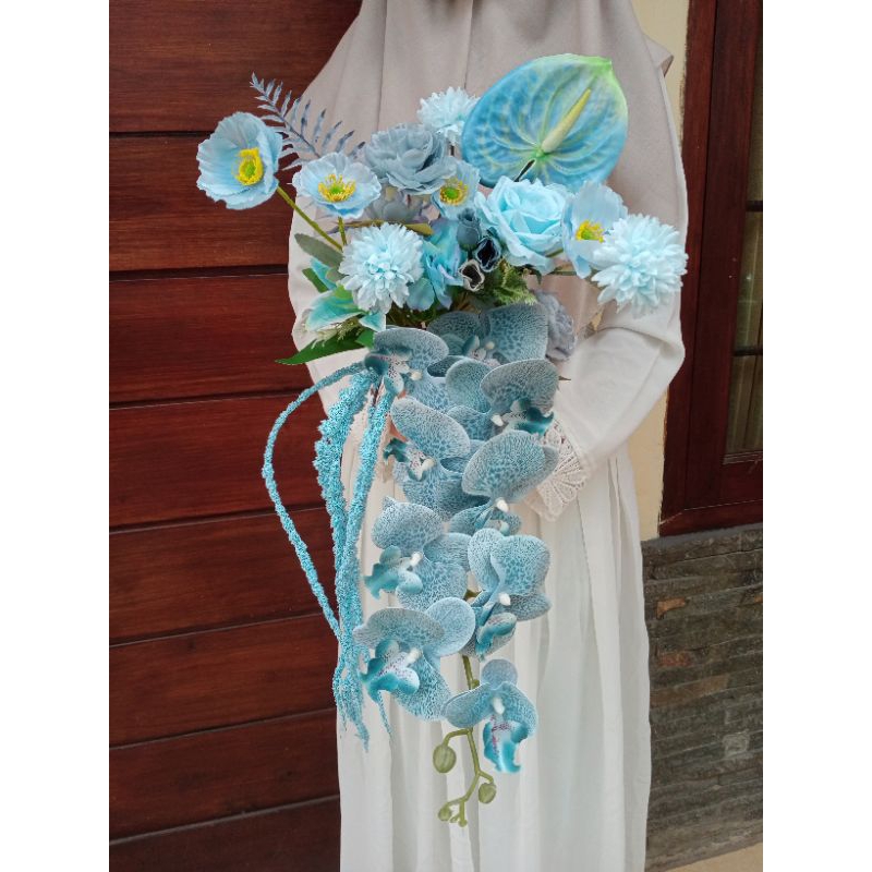 Jual (READY) Wedding Bouquet Artificial Orchid Flower Series | Buket ...