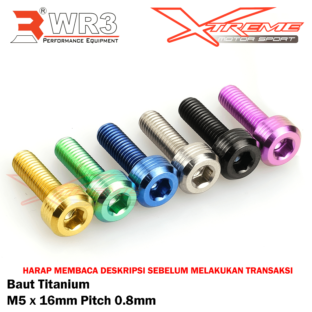 Jual Baut Titanium L WR3 Small Head Ukuran M5 Baut 8 Kunci L4 / M6 Baut ...