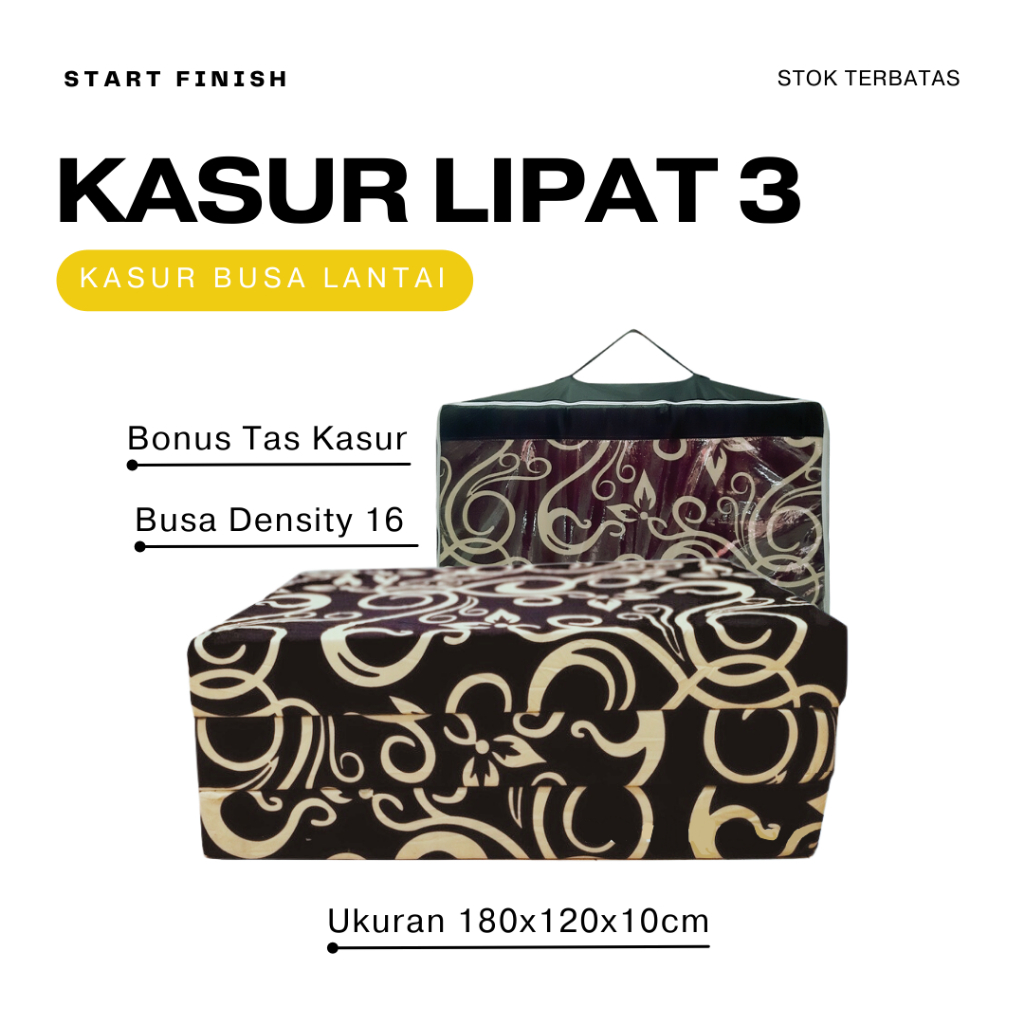 Jual KASUR BUSA LIPAT 3 PATAH 180 x 120 x 10 cm FREE TAS / KASUR LIPAT ...