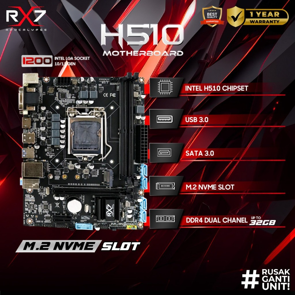 Jual Motherboard RX7 H510 Socket LGA 1200 DDR4 Mainboard INTEL | Shopee ...