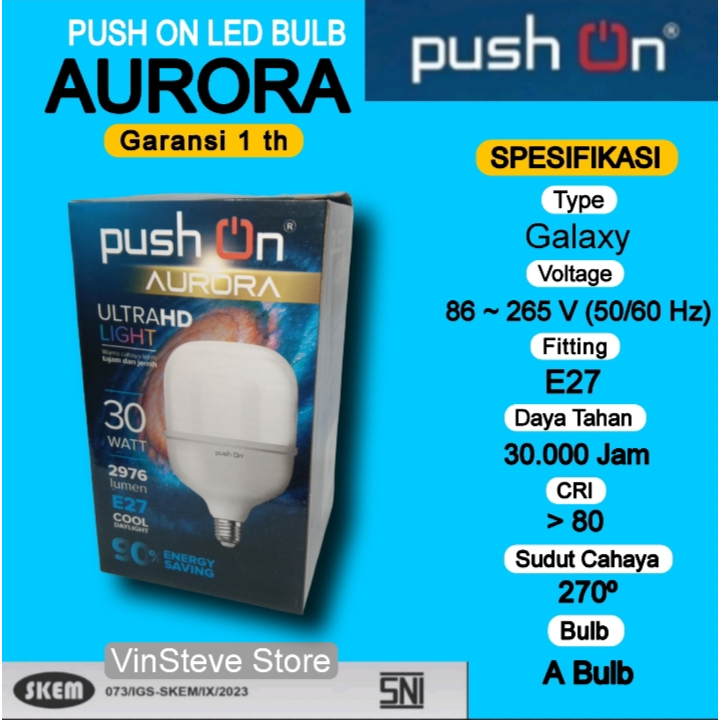 Jual Lampu Led PUSH ON AURORA 30 Watt Cool Daylight (Cahaya Putih ...