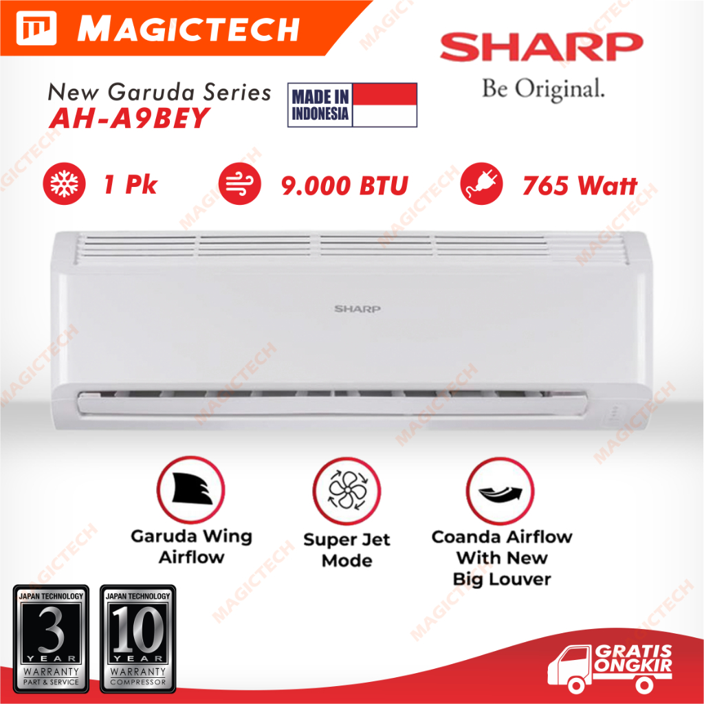 Jual AC SHARP 1 PK AH-A9BEY / 9BEY AC SPLIT R32 SUPER JET MODE | Shopee Indonesia