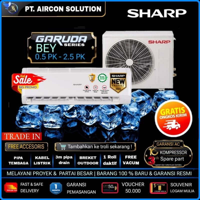 Jual AC SHARP 1/2 PK s/d 2 PK GARUDA SERIES BEY GOLD HEMAT ENERGI + Pasang & Tukar tambah ...