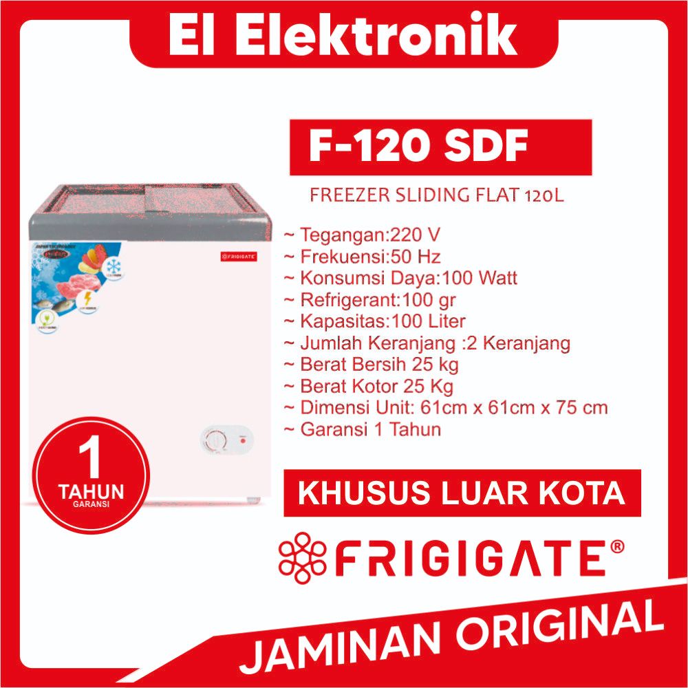 Jual CHEST FREEZER Frigigate CF-120SDF 100Liter Sliding Door Frozen ...