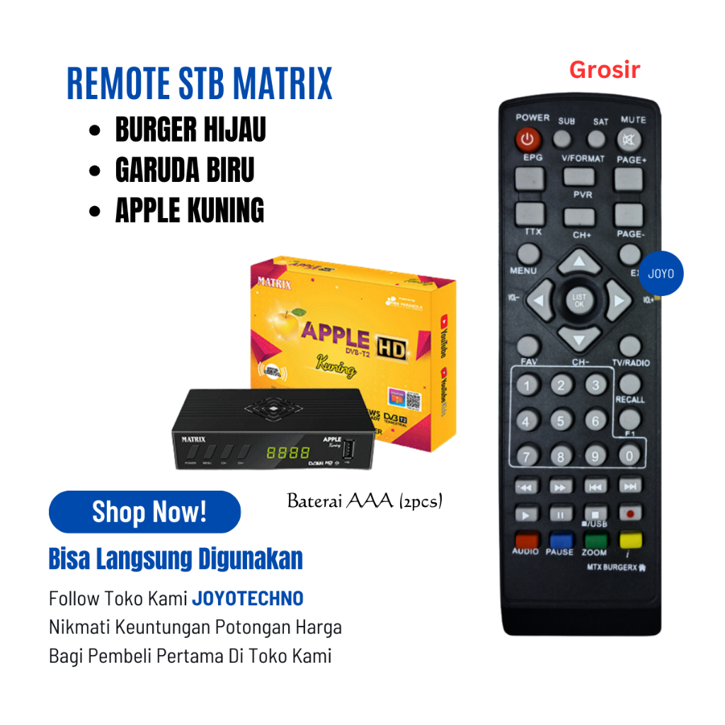 Jual Matrix Remot STB Matrix Apple Kuning / Apple Silver / Burger Hijau ...