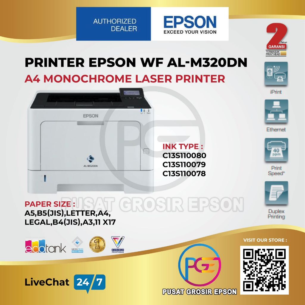 Jual Epson WorkForce AL-M320DN AL M320DN ALM320DN Mono Laser Printer ...
