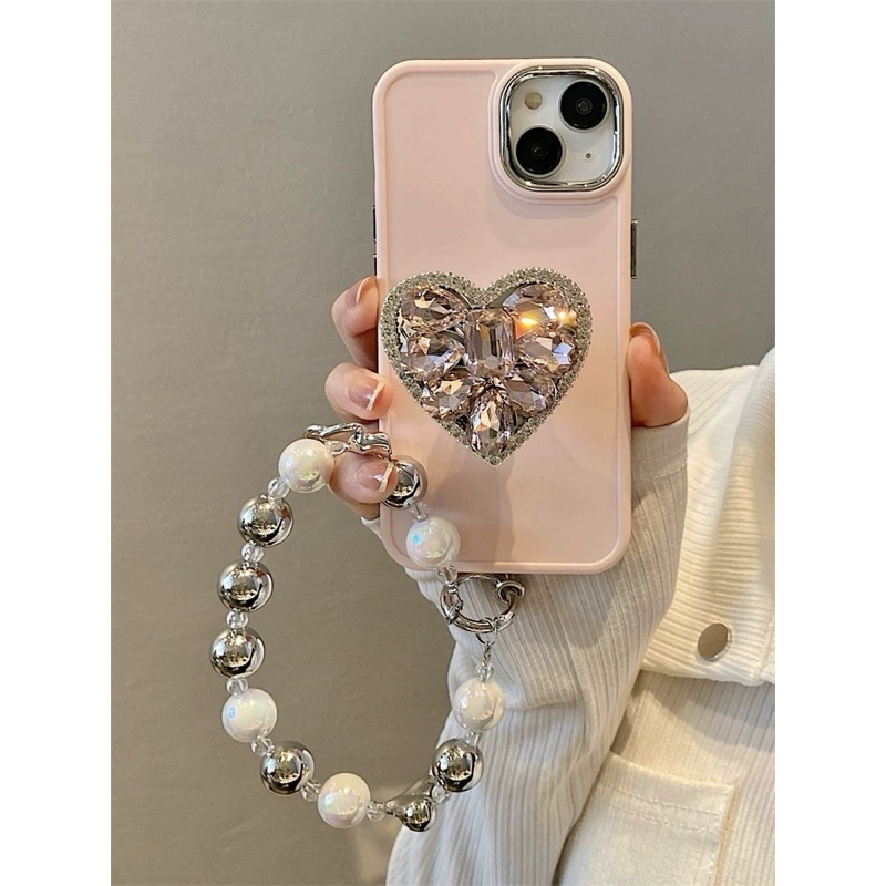 Jual Simple Tricolor Matte Softcase with Crystal Heart Holder Softcase ...