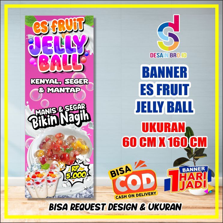 Jual BANNER/SPANDUK ES FRUIT JELLY BALL ( BISA CUSTOM ) UKURAN 160X60 ...