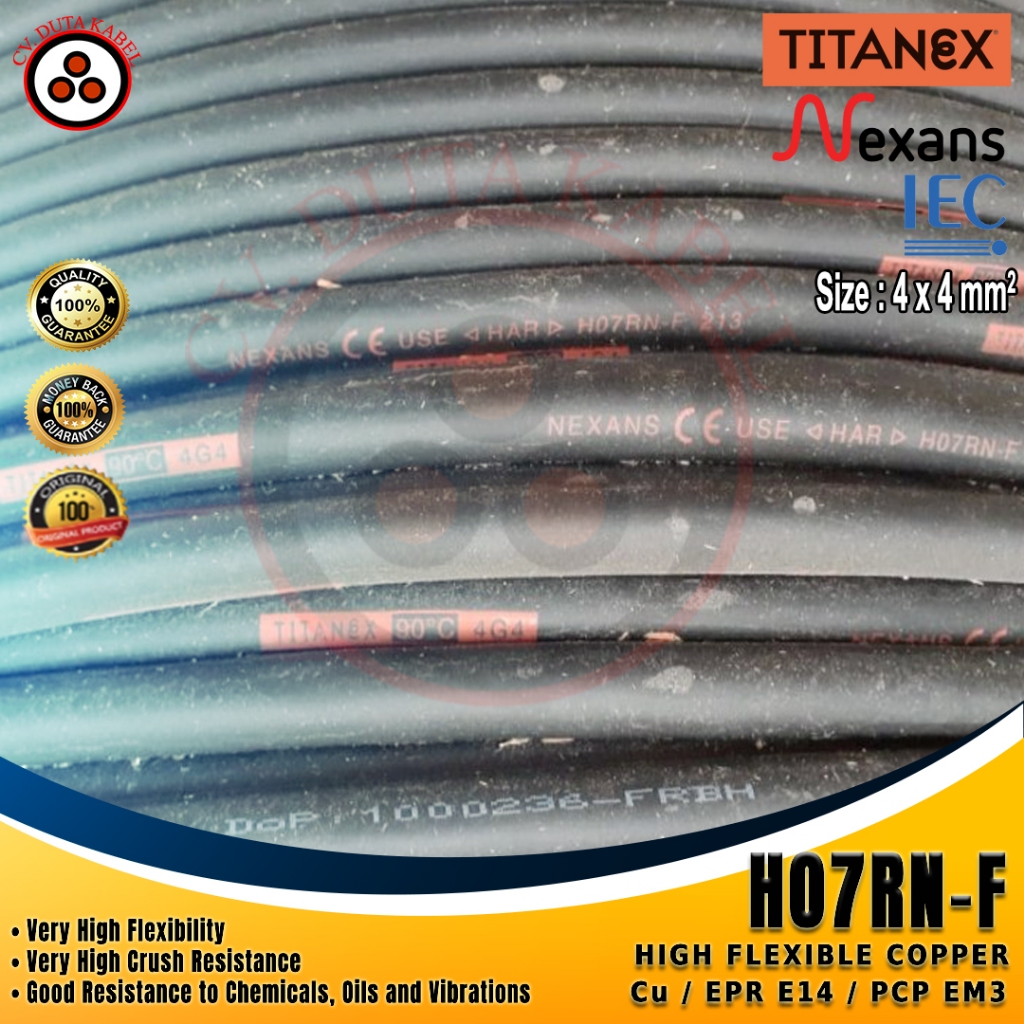 Jual Kabel Rubber H07RN-F 4x4 mm2 TITANEX /4x4 mm/4 x 4 mm2/4x4mm2 | Shopee Indonesia