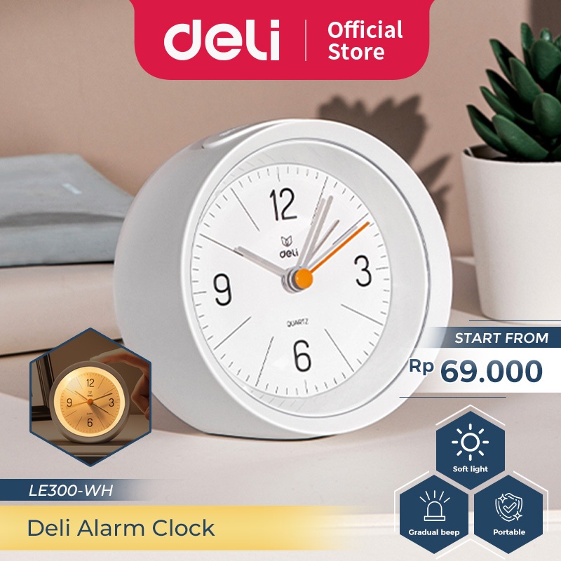 Jual Deli Jam Weker Mini / Alarm Clock Dengan Lampu Soft LE300 | Shopee ...