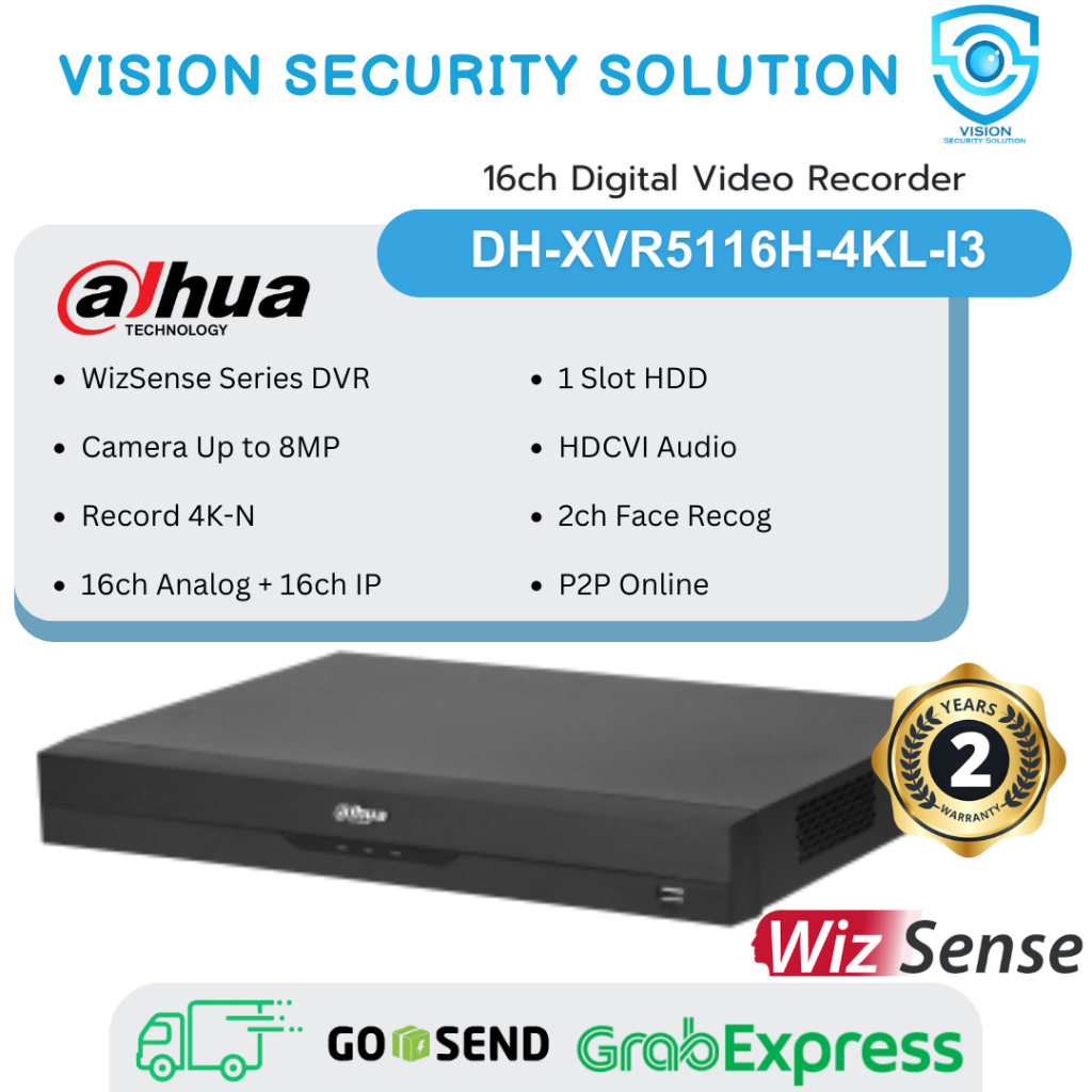 Jual Dahua DVR / XVR 5 in 1 XVR5116H-4KL-I3 16ch 8MP 1 HDD H.265+ Wizsense - Garansi Resmi ...