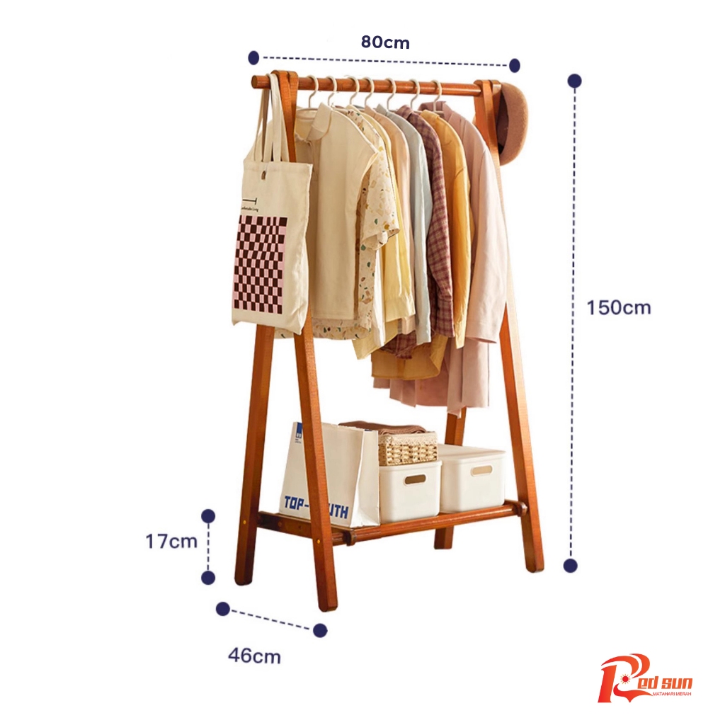 Jual gantungan baju rak baju gantung kayu solid stand hanger gantungan ...