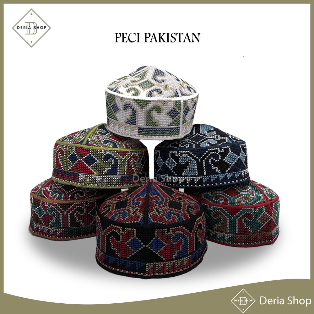 Jual Peci PAKISTAN Motif Ovais Cap Full Bordir Kopiah Haji Premium ...