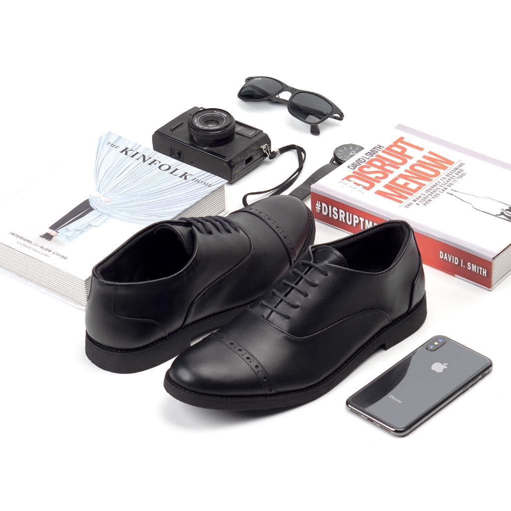 Jual Greata - Oxford Full Black - Sepatu Pantofel Pria Formal Kasual ...