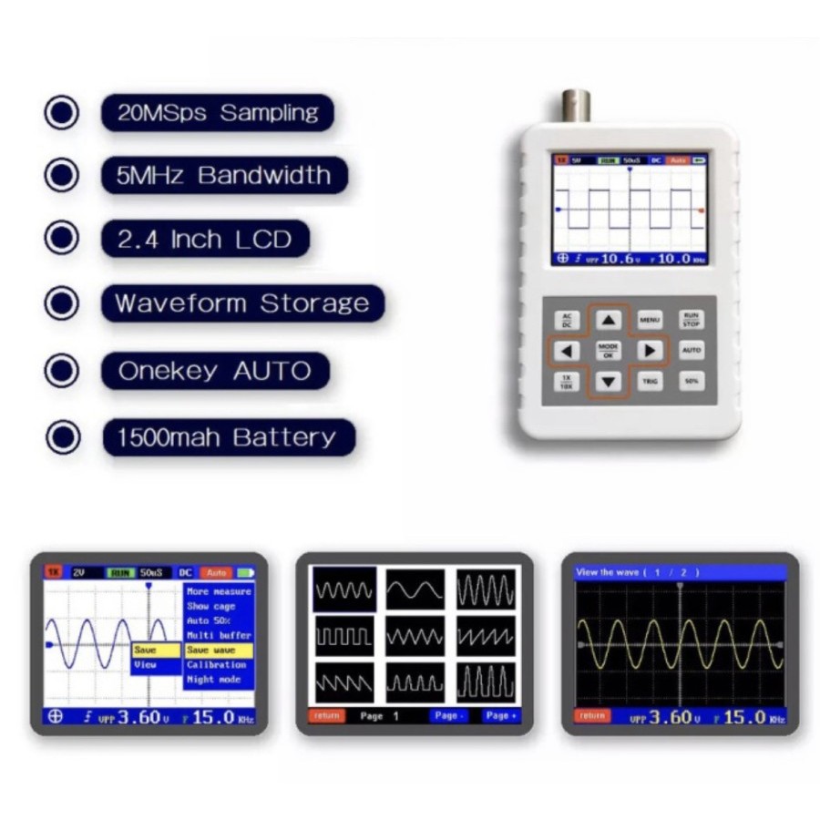 Jual DSO Handheld Mini Portable Oscilloscope 5M Bandwith 20MS/s FNIRSI ...