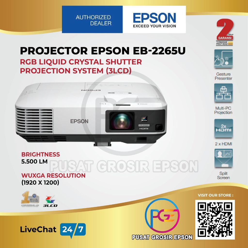 Jual Projector Epson EB-2265U EB 2265U EB2265U GARANSI RESMI | Shopee ...