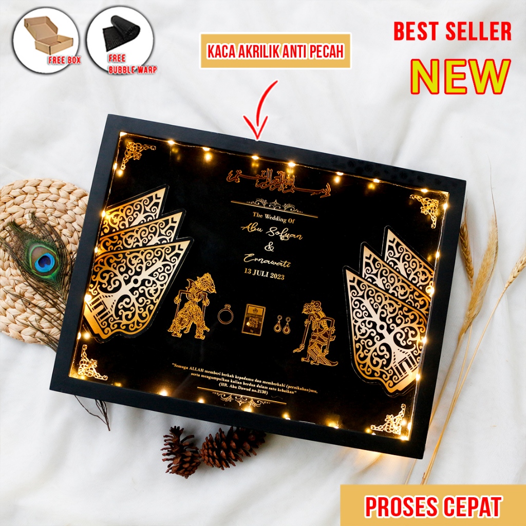 Jual Mahar pernikahan 3D layer JUMBO 30cmx40cm 12R bingkai rustic kado ...