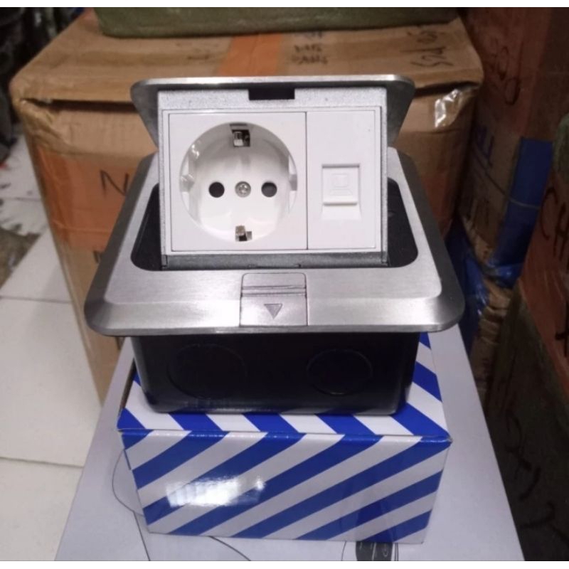 Jual STOP KONTAK LANTAI TANAM 1 LISTRIK ARDE + DATA CAT6 RJ45 POP OUT ...