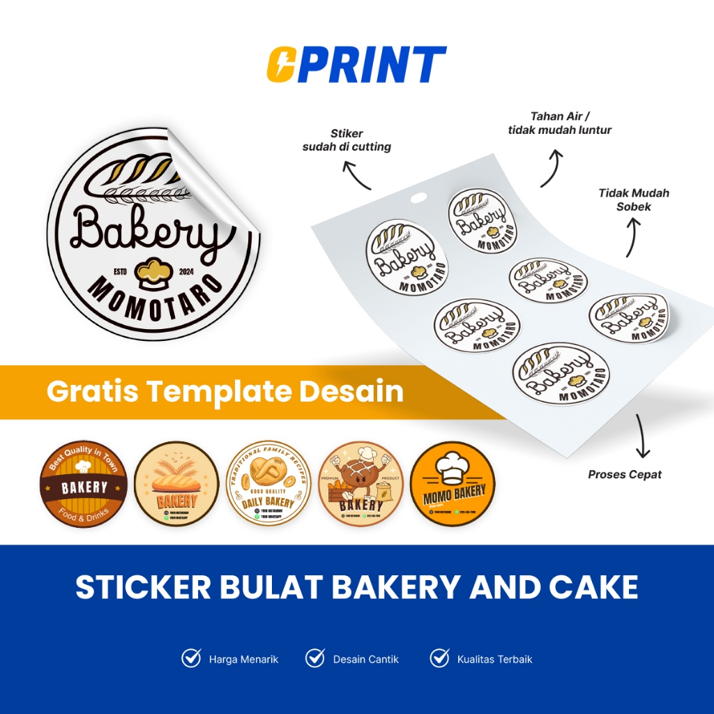 Jual Stiker Bulat Vinyl Susu Putih Anti Air Custom Label Makanan Roti ...