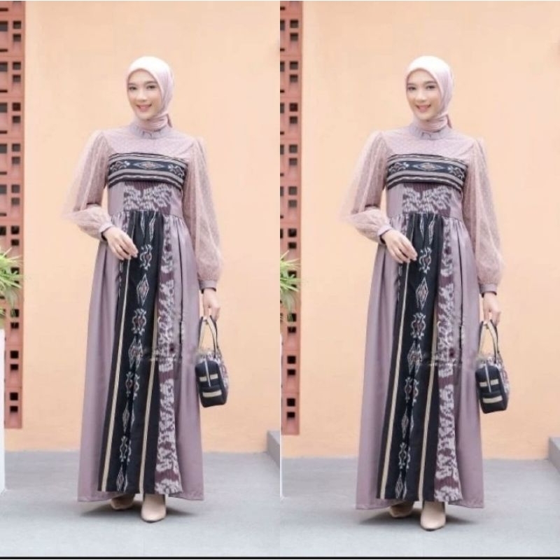 Jual Nana Dress Tenun// gamis tenun model baru | Shopee Indonesia
