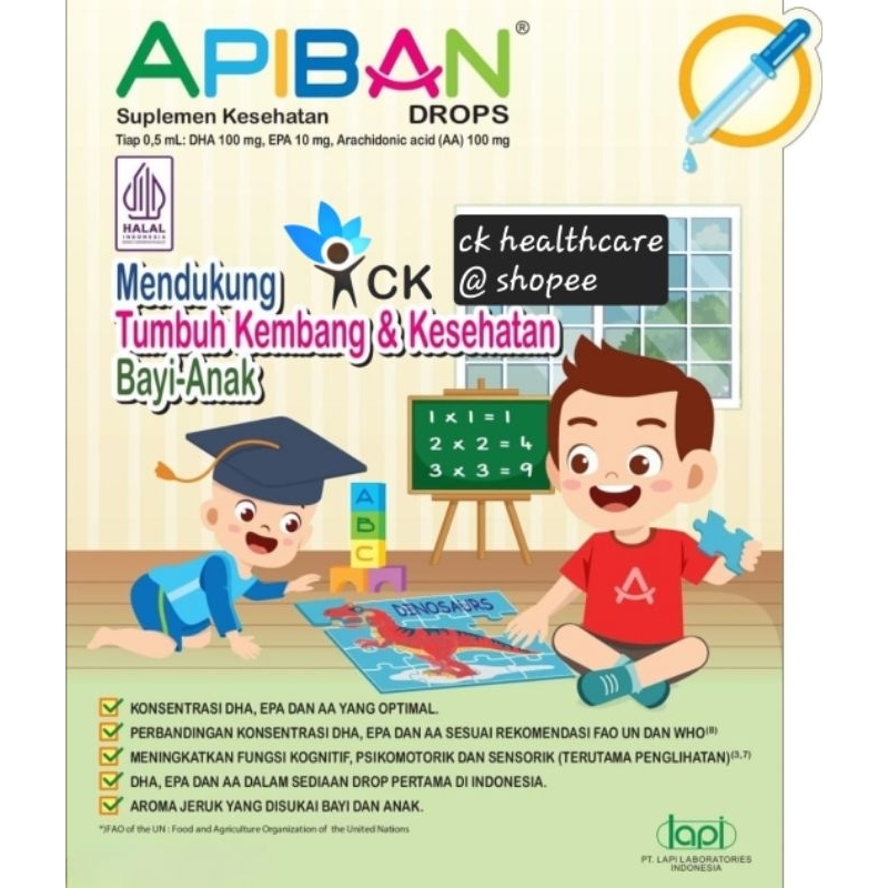 Jual APIBAN drops 15 ml - suplemen DHA untuk perkembangan otak bayi dan ...