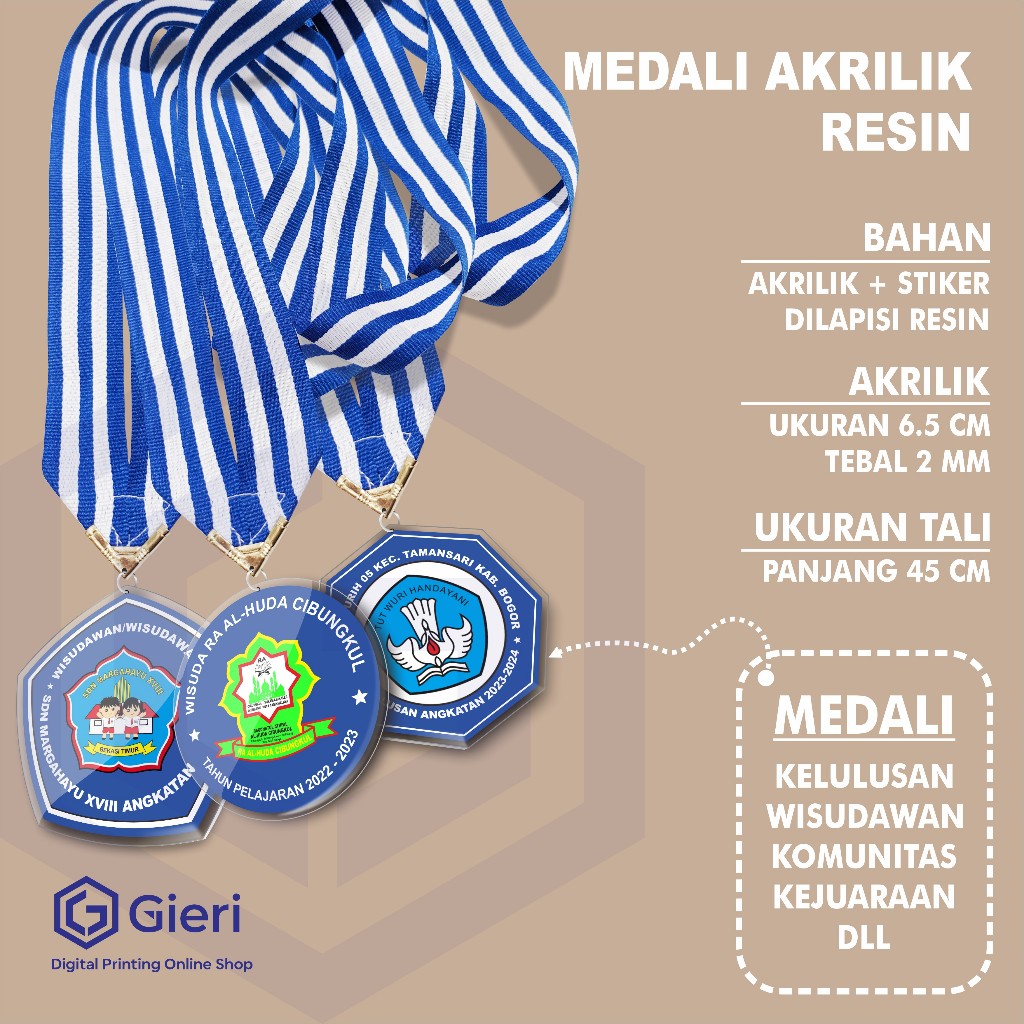 Jual Gieri - Medali Akrilik dan Resin / Medali Kelulusan Sekolah ...