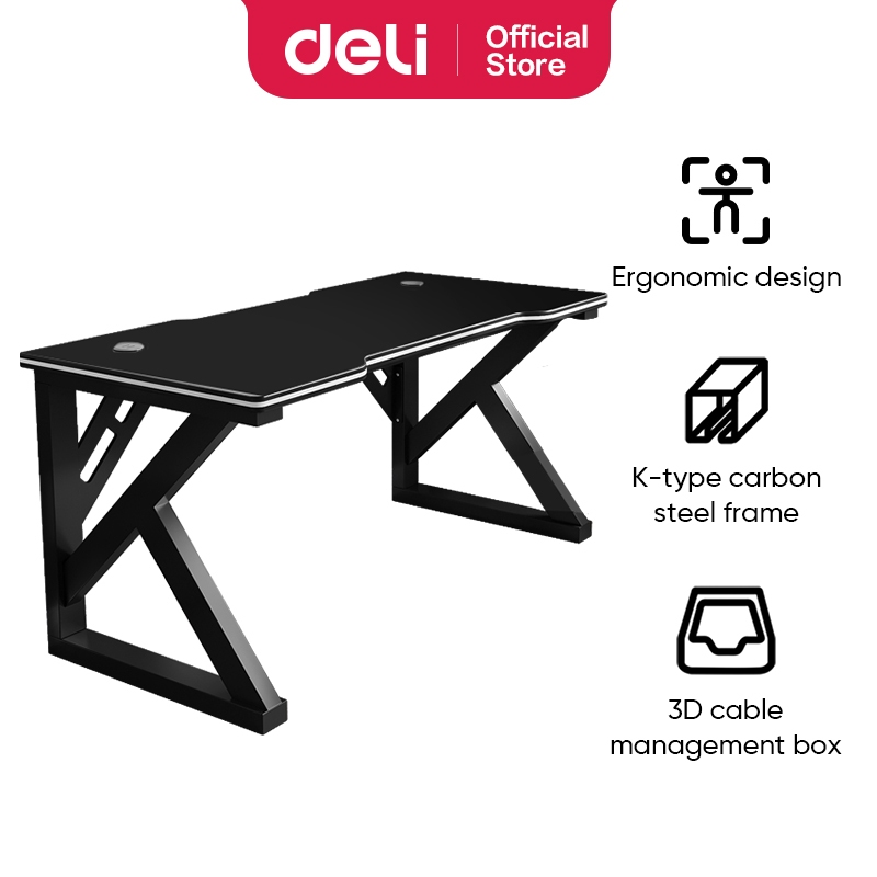Jual Deli Meja Gaming / Meja Komputer / Gaming Table Hitam Box Kabel ...