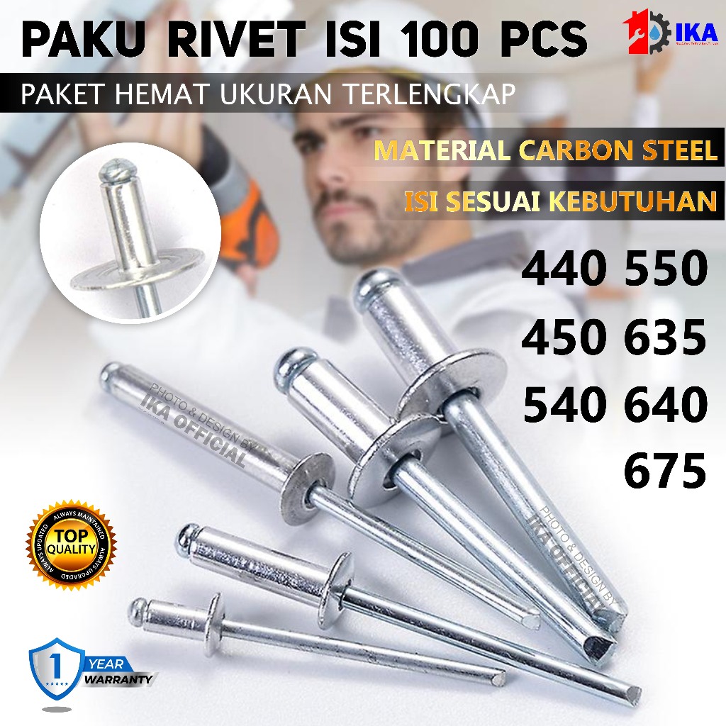 Jual [Isi 100 pcs] Paku Rivet/Rivet Rivetti 423 429 435 440 450 529 537 ...