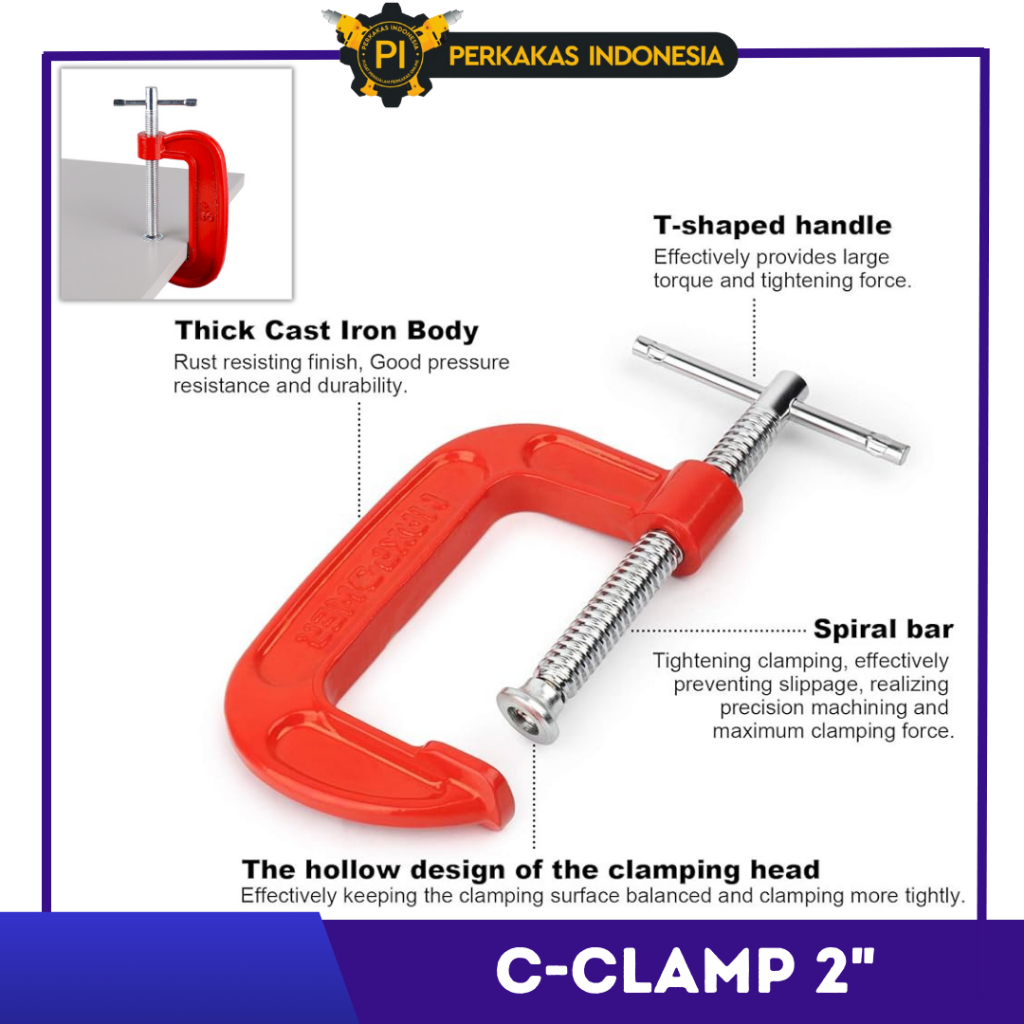 Jual Catok kayu Klem C 2 Inch Alat Press Penjepit Papan Kayu Heavy Duty ...