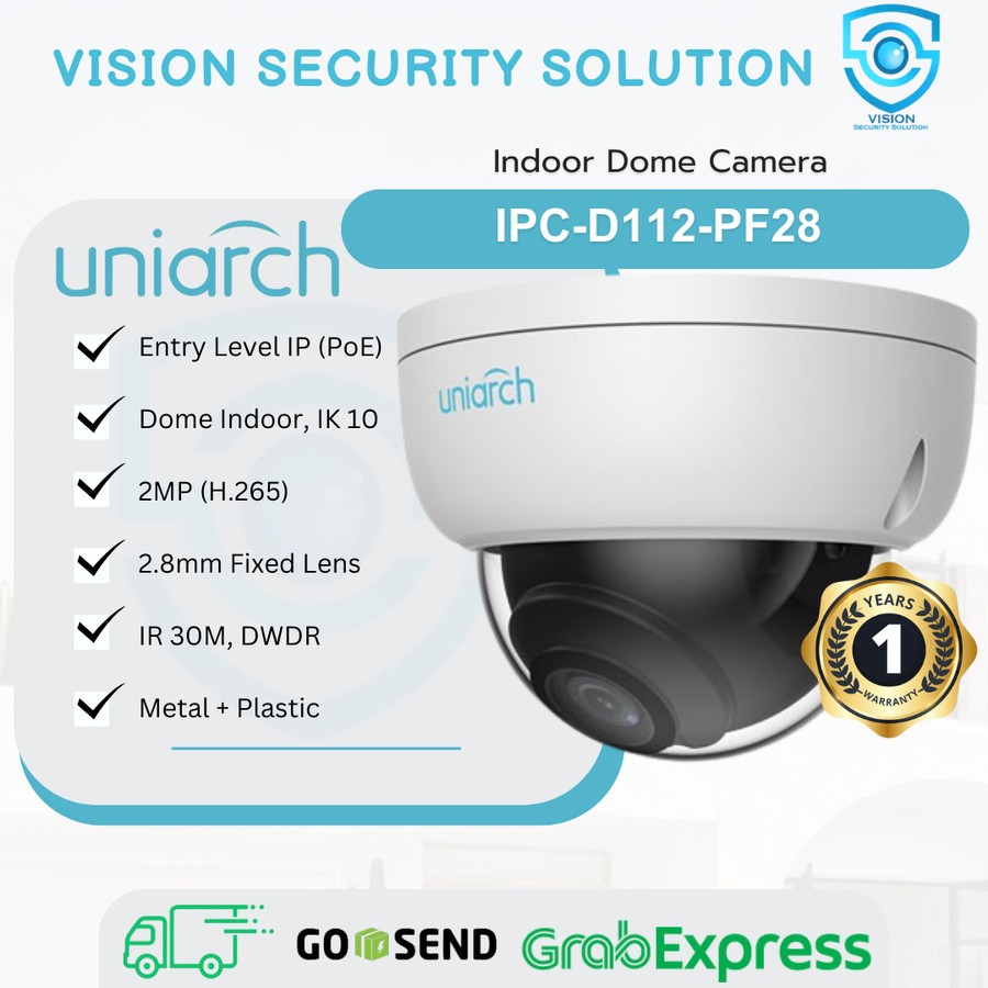 Jual Uniarch by UNV IPC-D122-PF28 2MP Kamera CCTV IP Dome Ultra H.265 - Smart CCTV - Garansi ...
