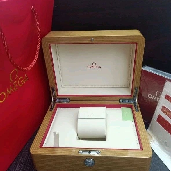 Jual Kotak box jam tangan OMEGA Teak Wood model Original fullset ...