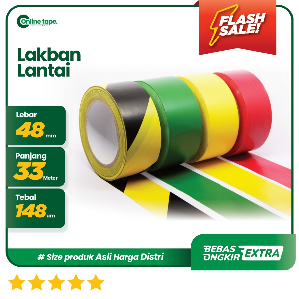 Jual lakban lantai anti slip 33M / floor marking tape vinyl / lakban warna | Shopee Indonesia