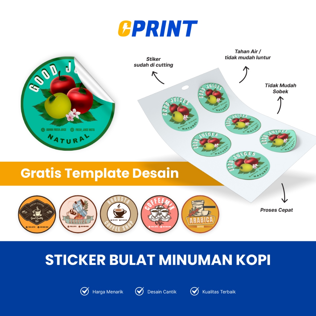 Jual Stiker Vinyl Susu Custom Label Minuman Jus Bulat Anti Air Free ...
