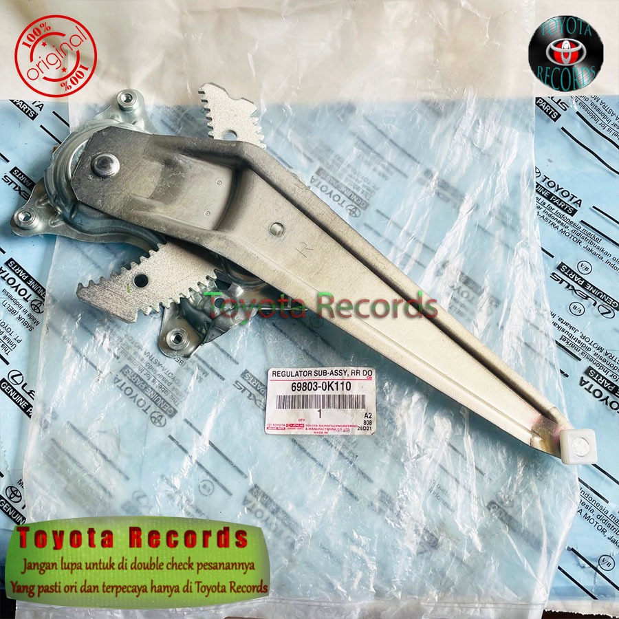 Jual Regulator Jendela Belakang Kanan Fortuner VRZ, SRZ, Hilux Revo ...