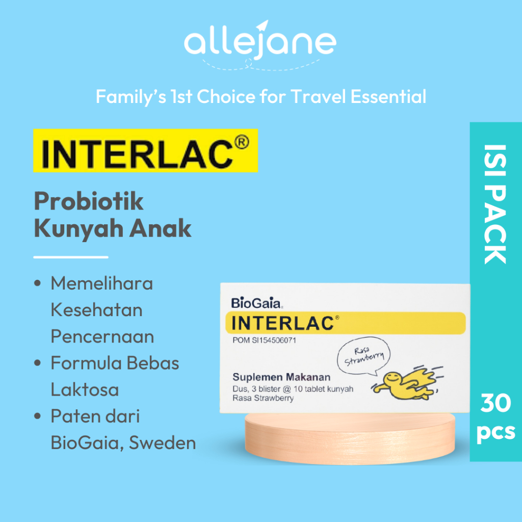 Jual Interlac Probiotik Anak Rasa Strawberry Kunyah 30 Tablet | Shopee ...