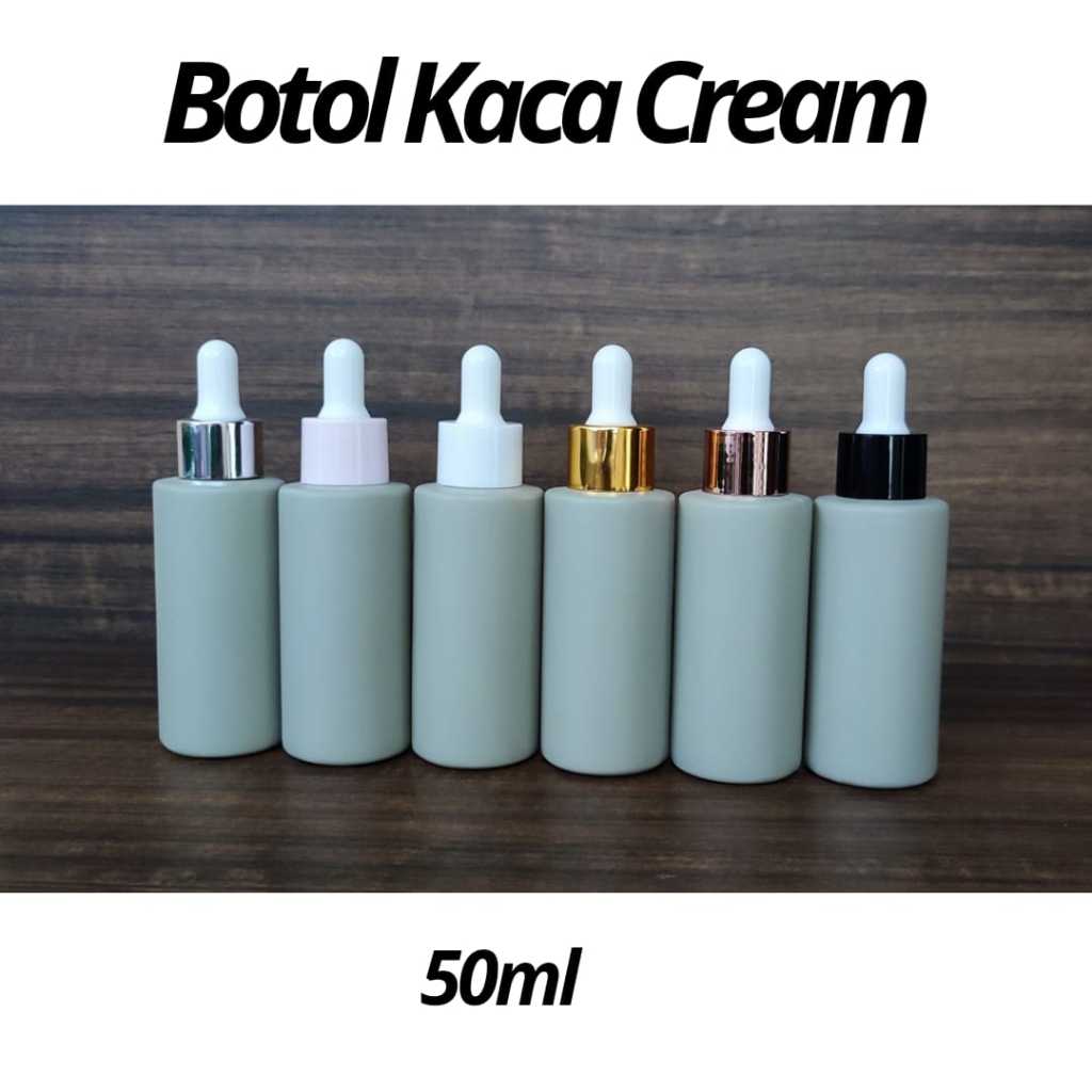 Jual Botol Kaca Cream Serum Tetes Pipet Kaca 50ml Skincare Botol serum ...