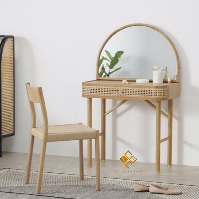 Jual MEJA RIAS KAYU JATI ASLI MIX ANYAMAN ROTAN GAYA JAPANDI JEPANG ...