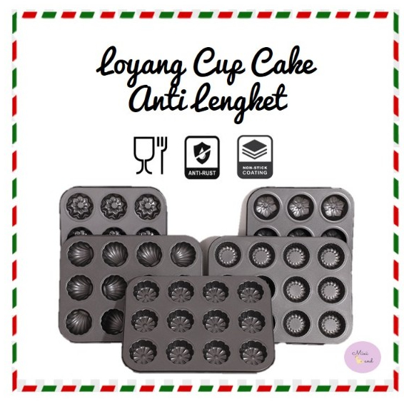 Jual Loyang Kue Cup Cake Stanles Anti Karat dan Anti Lengket 12in1 ...