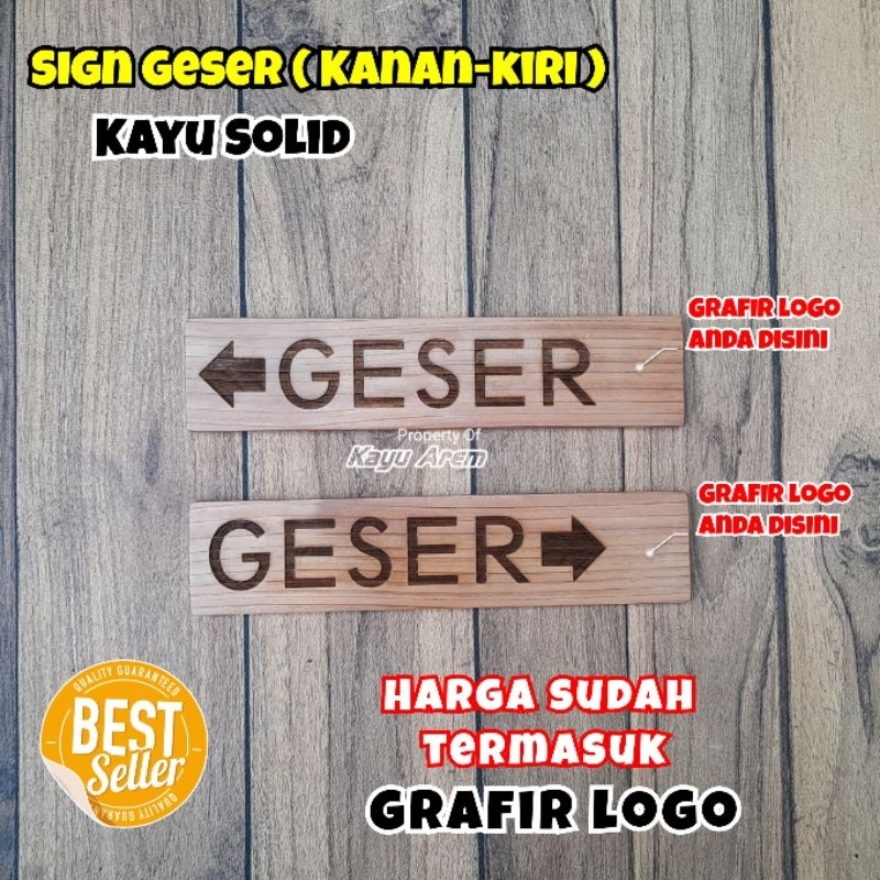 Jual Signage Geser Kanan Kiri Kayu / Tulisan Sign Tanda Pintu Custom ...