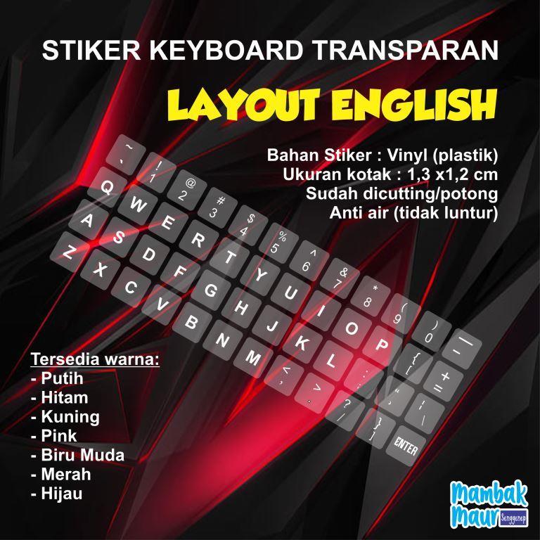 Jual STIKER KEYBOARD TRANSPARAN BENING LAYOUT ENGLISH BAHAN VINYL ...