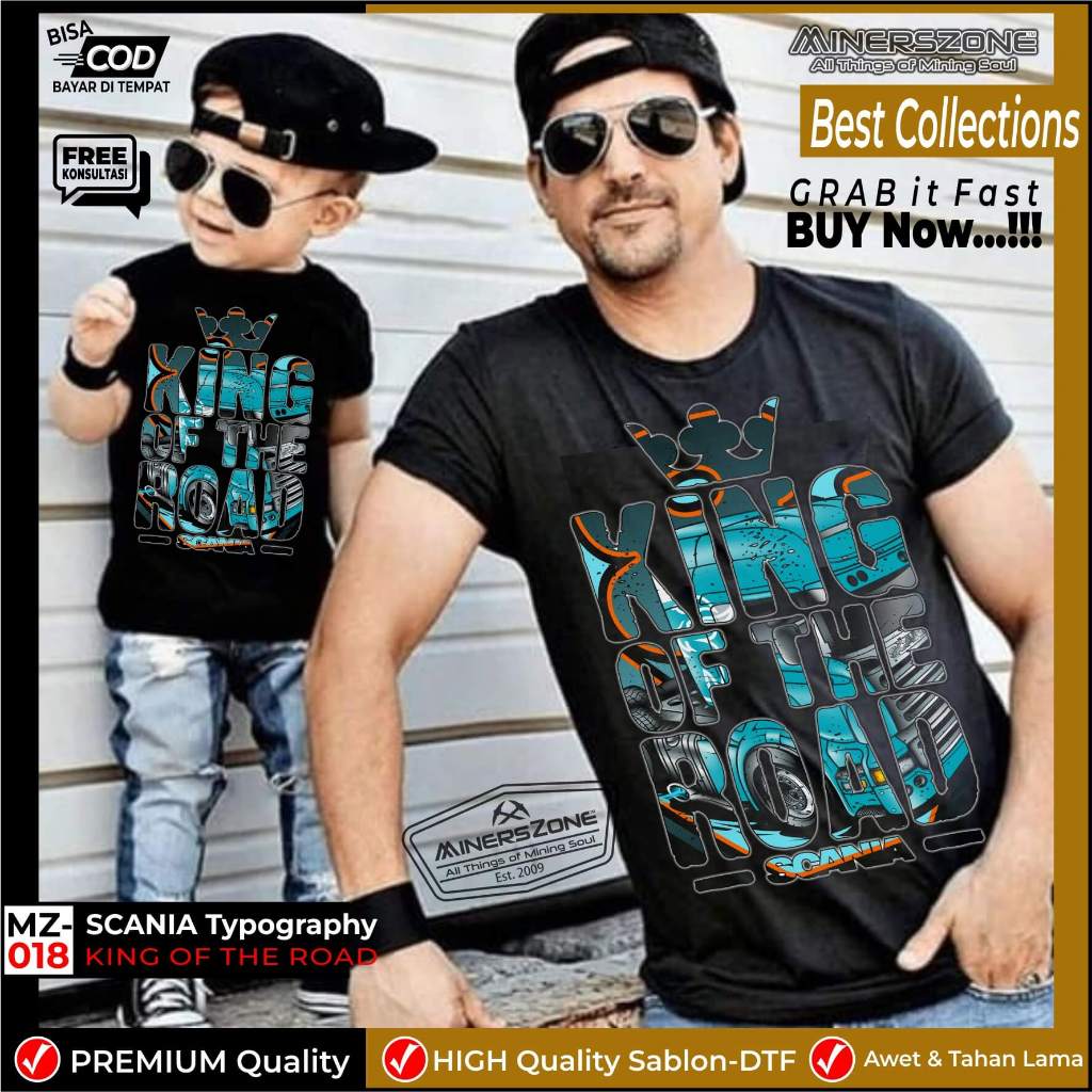 Jual MinersZone Kaos Tambang SCANIA Typography KING OF THE ROAD ...