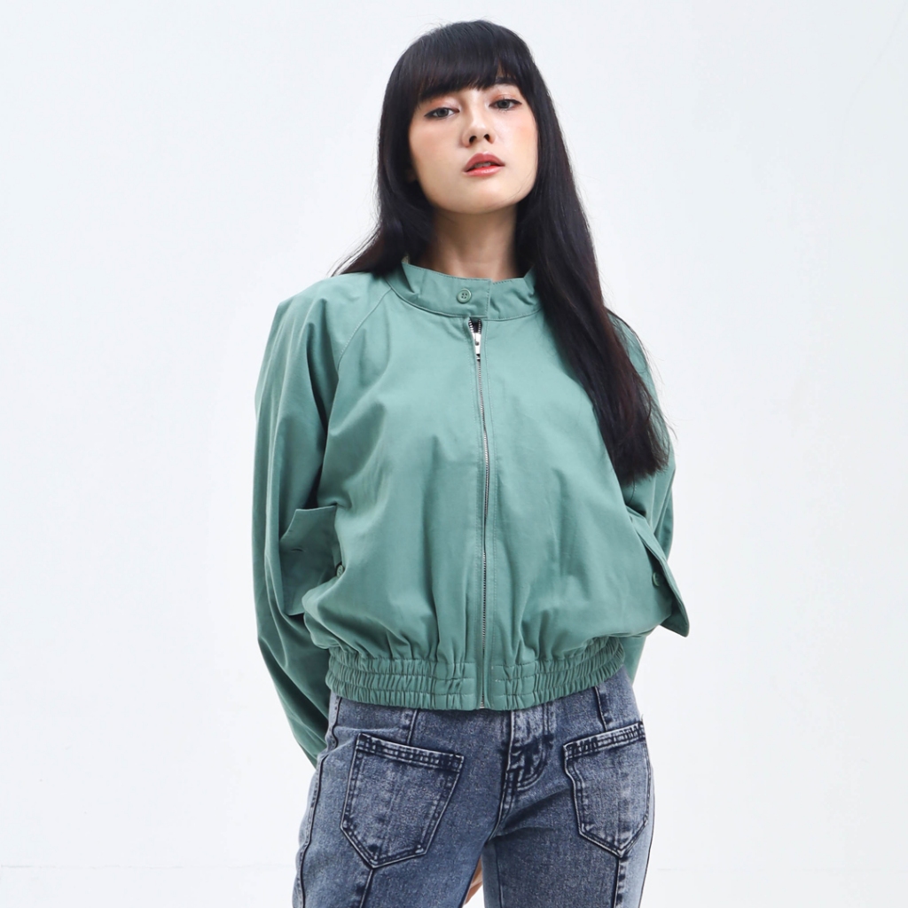 Jual Nookly Crop Jacket Harrington Hayley Sage Jaket Crop Wanita ...