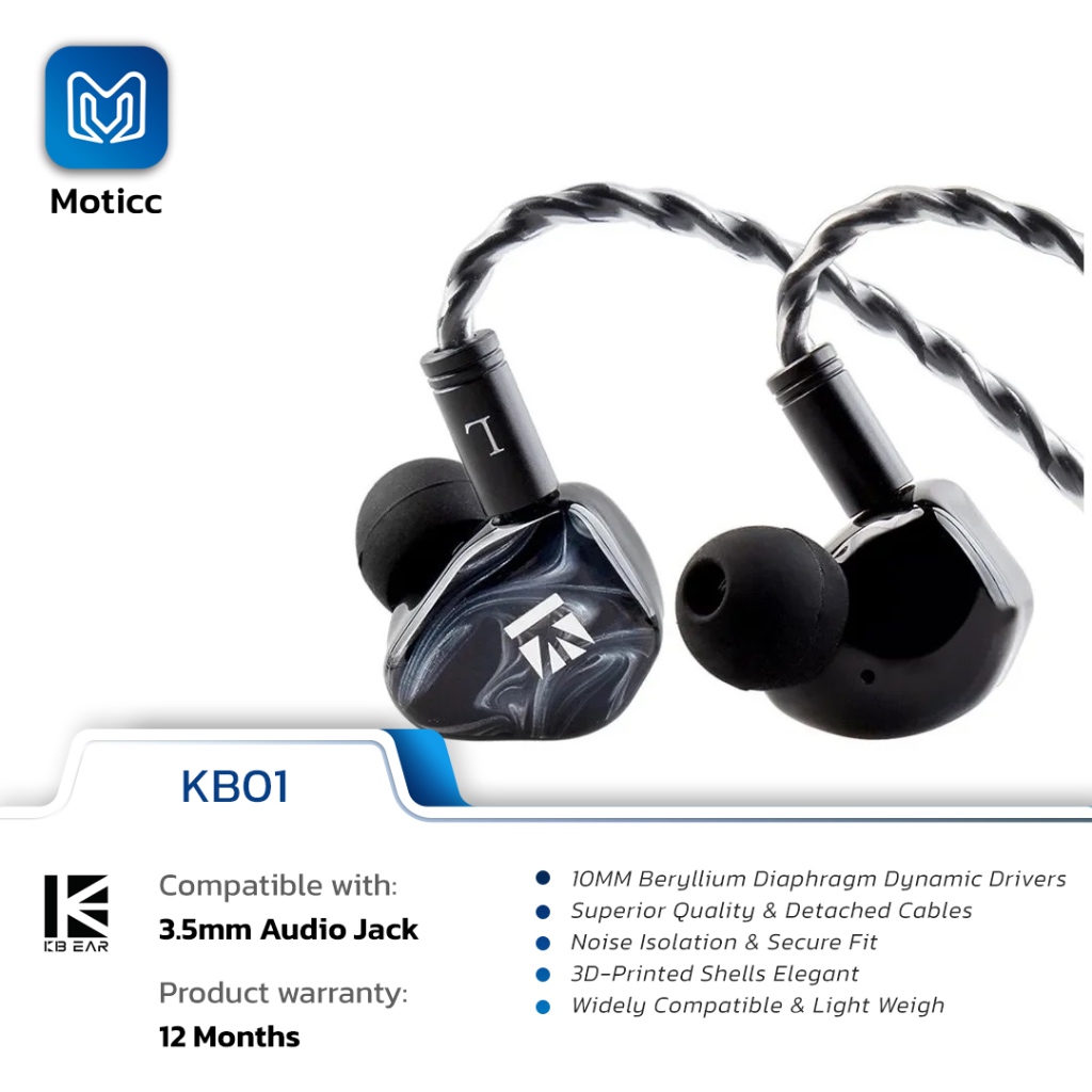 Jual KBEAR KB01 with Mic Beryllium Diaphragm 10MM Dynamic Driver IEMs | Shopee Indonesia