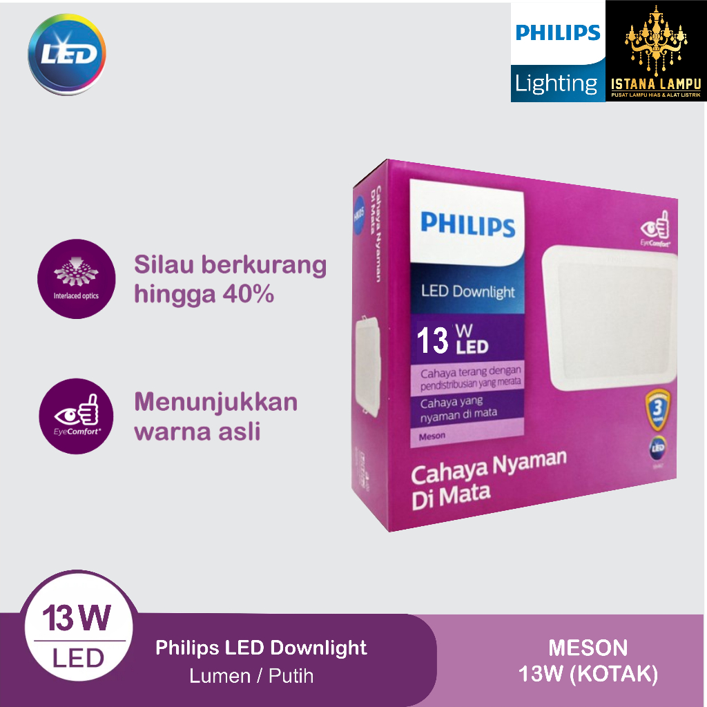 Jual Lampu Downlight LED Philips 13w kotak Meson ORIGINAL | Shopee Indonesia